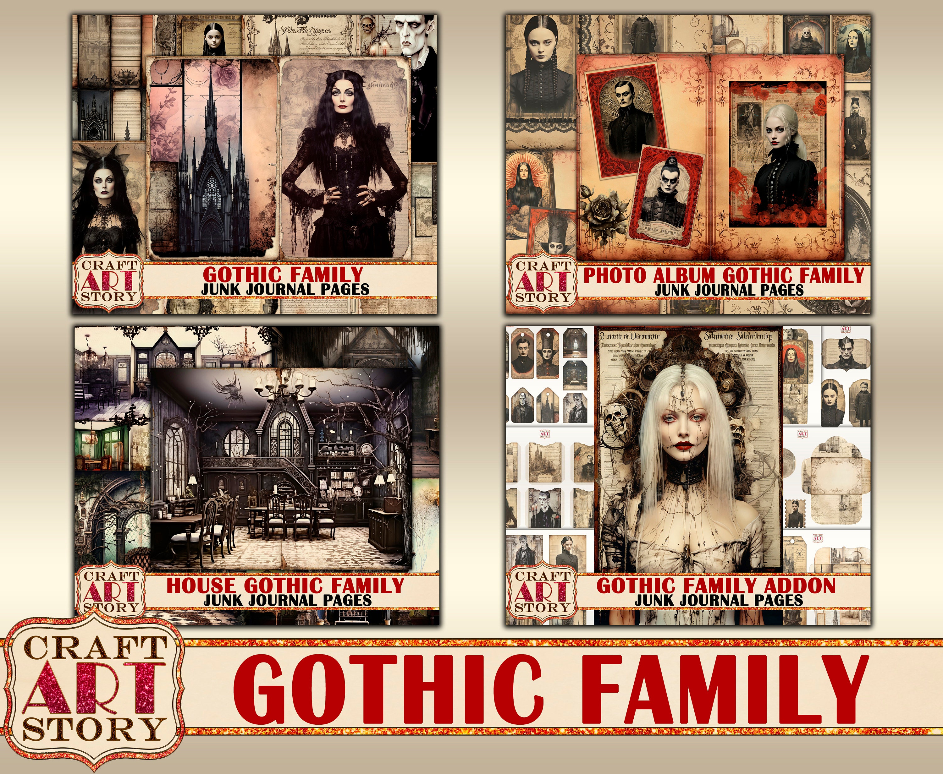 Gothic Family Junk Journal Pages Addon,scrapbook Printables Digital ...