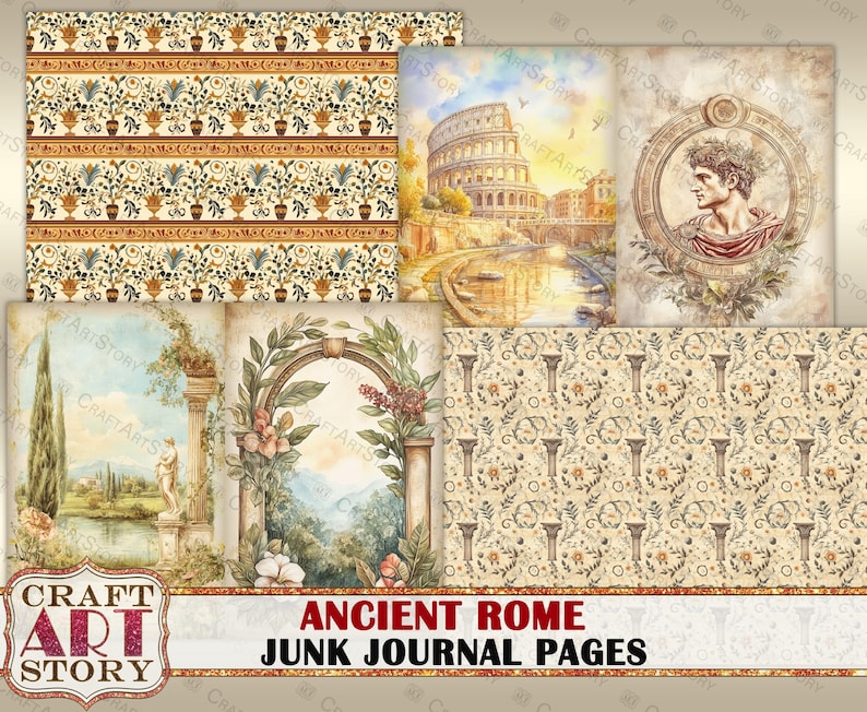Ancient Rome Junk Journal Pages,scrapbook Printables Digital Papers - Etsy