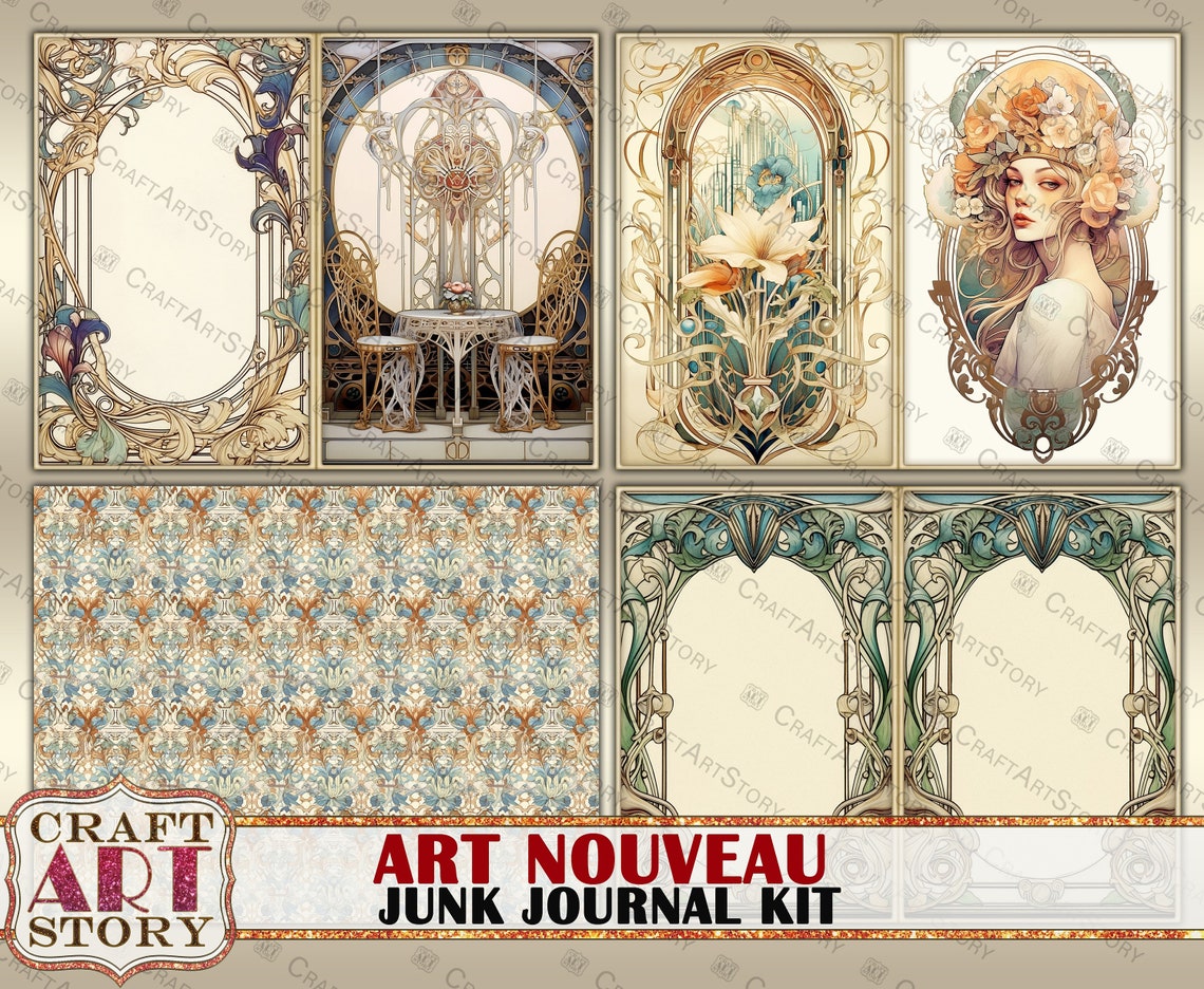Art Nouveau Junk Journal Pages,elegance 1900s Scrapbook Printables ...