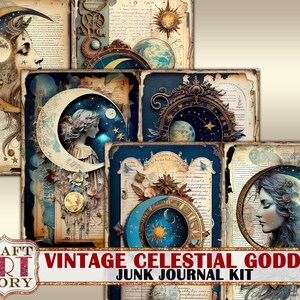 Vintage Celestial Goddess Junk Journal Pages,moon Scrapbook Printables ...