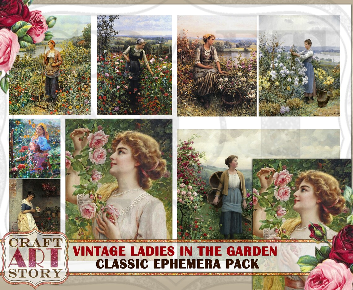 Vintage Ladies Garden Ephemera Packprintable Victorian - Etsy
