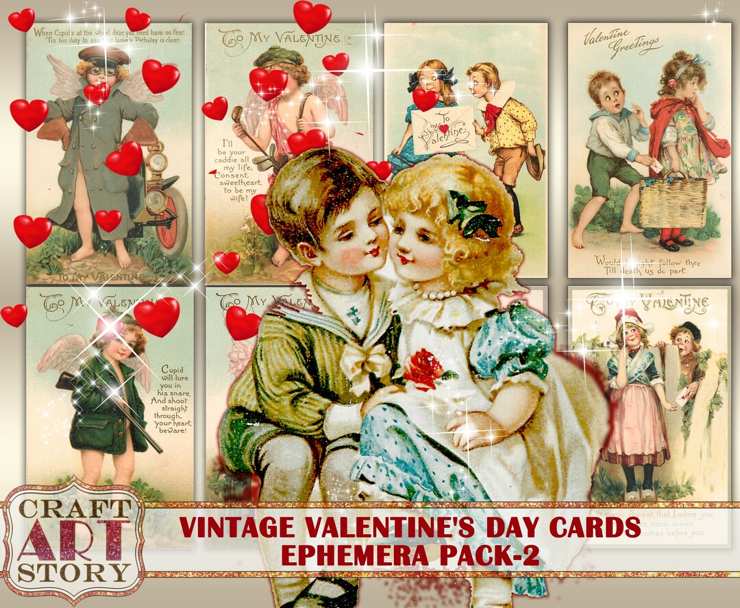 Vintage Victorian Valentines Day Cards Ephemera Pack-2,valentine Card ...
