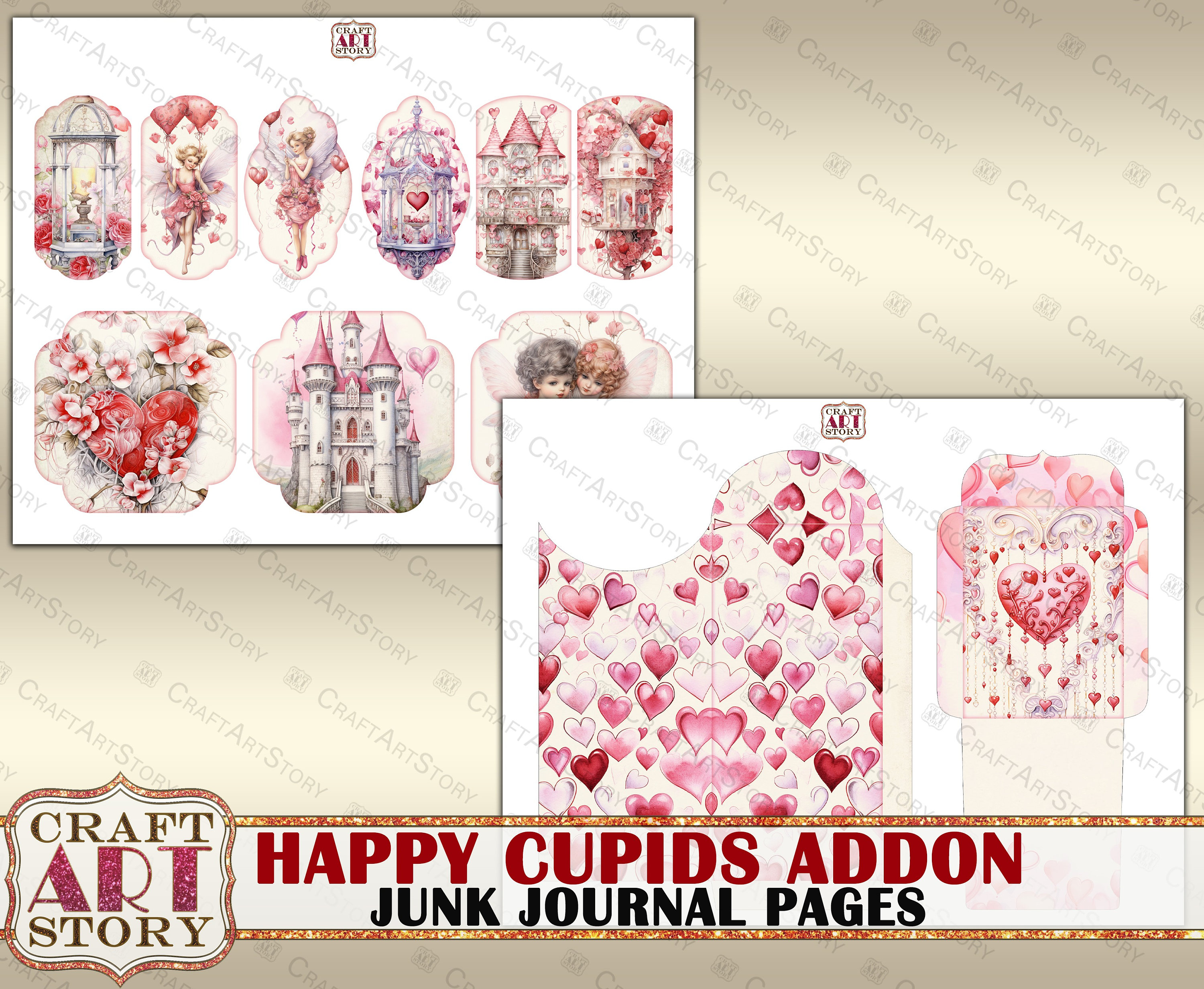 Happy Cupids Valentines Junk Journal Kit Printable,scrapbook Digital ...