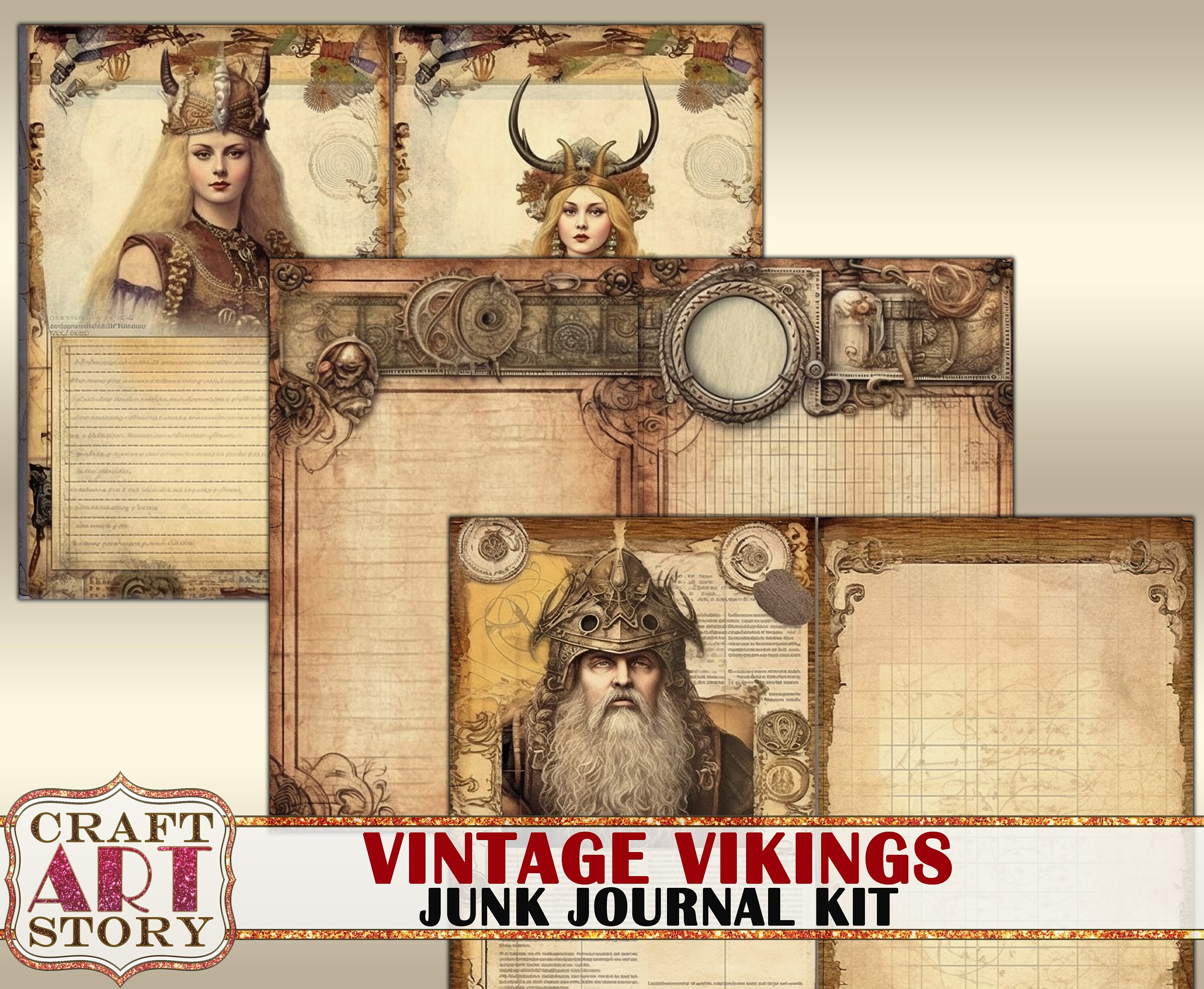 Vintage Vikings Junk Journal Pagesviking Warrior Collage - Etsy