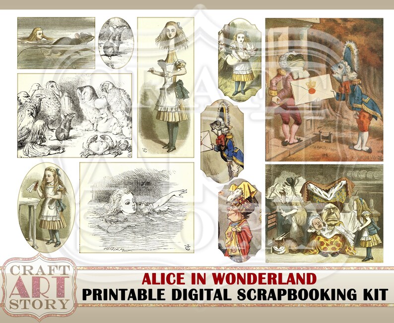 Alice in Wonderland Scrapbooking Kitephemera Packvintage - Etsy