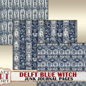 Delft Blue Witch Junk Journal Pages,scrapbook Printables Digital Papers ...