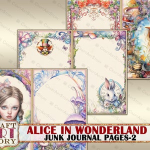 Alice Wonderland Junk Journal Pages,scrapbook Printables Digital Papers ...