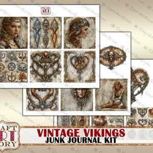 Vintage Vikings Junk Journal Pages,viking Warrior Collage Fantasy ...