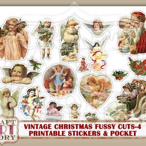 Vintage Fussy Cuts Printable,stickers Set,xmas Sheet Christmas-4 ...