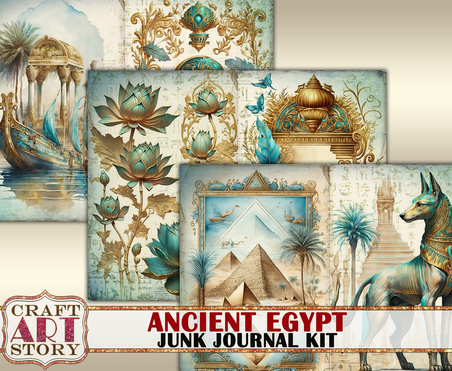 Ancient Egypt Junk Journal Pages,scrapbook Printables Digital Papers - Etsy