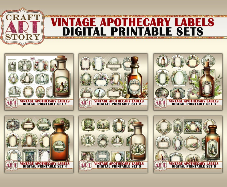 Vintage Apothecary Labels Printable Blank Set-1herbs Tags - Etsy