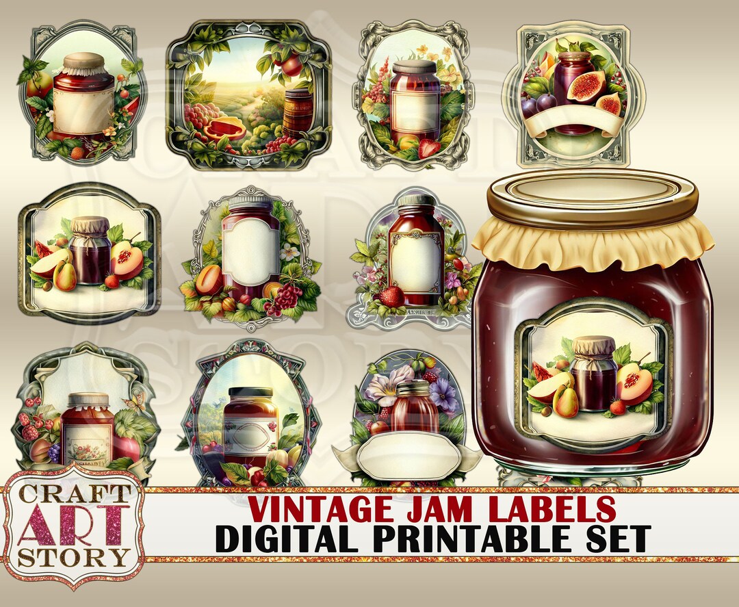 Vintage Jam Labels Printable Blank Set,fruits Tags Label - Etsy