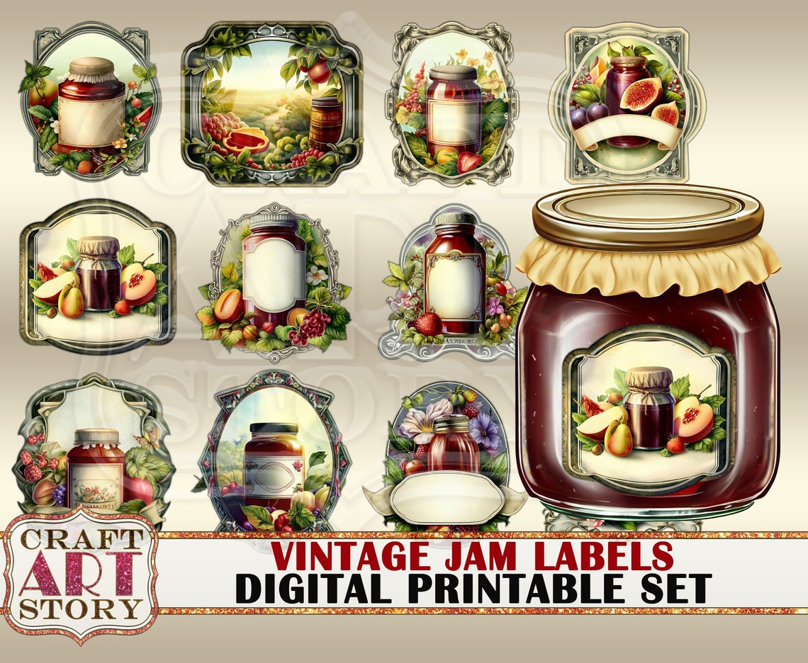 Vintage Jam Labels Printable Blank Setfruits Tags Label - Etsy