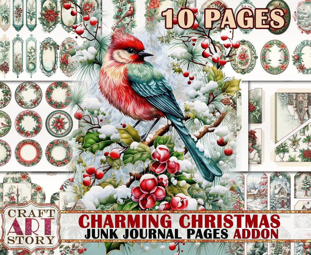 Charming Christmas Junk Journal Pages Addon,winter Classic Christmas ...