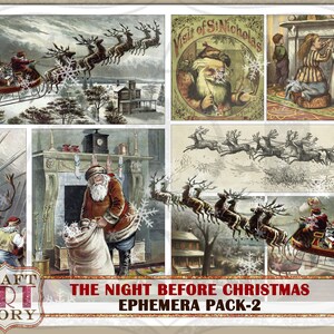 Vintage Christmas Ephemera Pack-2,the Night Before Christmas Digital ...