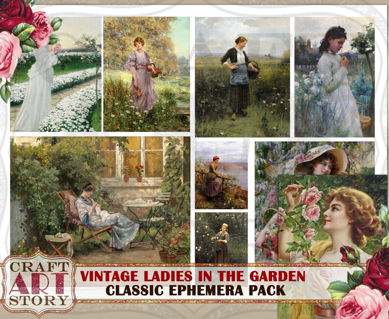 Vintage Ladies Garden Ephemera Packprintable Victorian - Etsy
