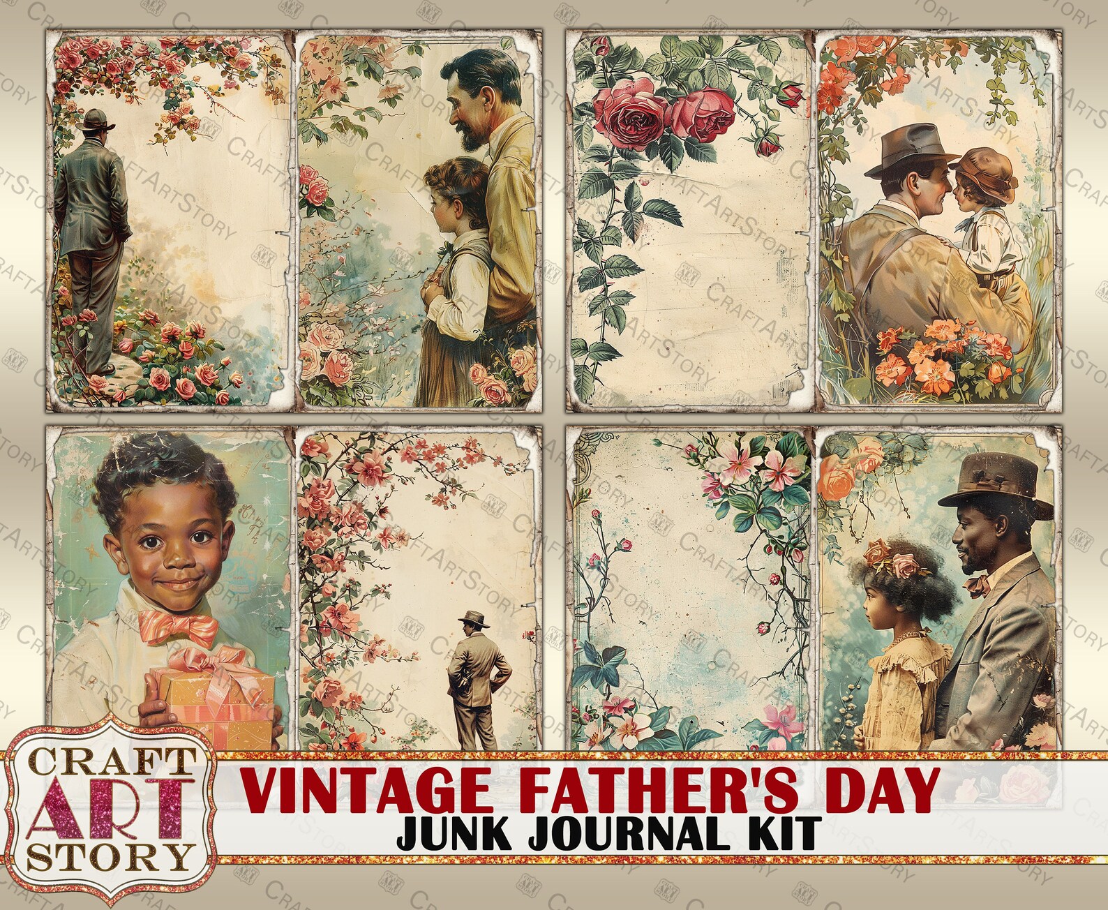 Vintage Fathers Day Junk Journal Pages,printables Dad Journal Digital ...