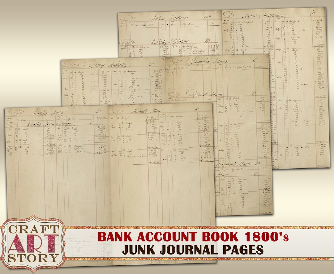 Vintage Paper Pack Bank Account Book Ledger Pages,old Papers Set ...