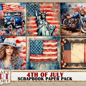 Vintage 4th of July Journal Scrapbook Paper Pack,8x8 DIGITAL Papers ...