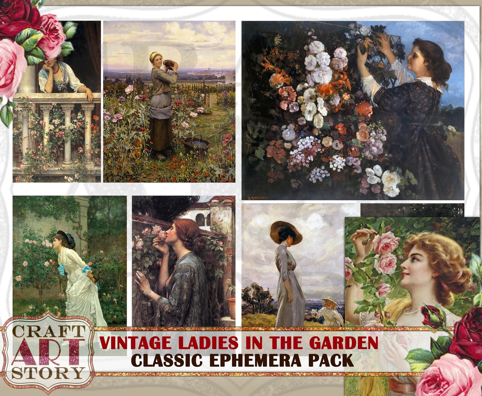 Vintage Ladies Garden Ephemera Packprintable Victorian - Etsy