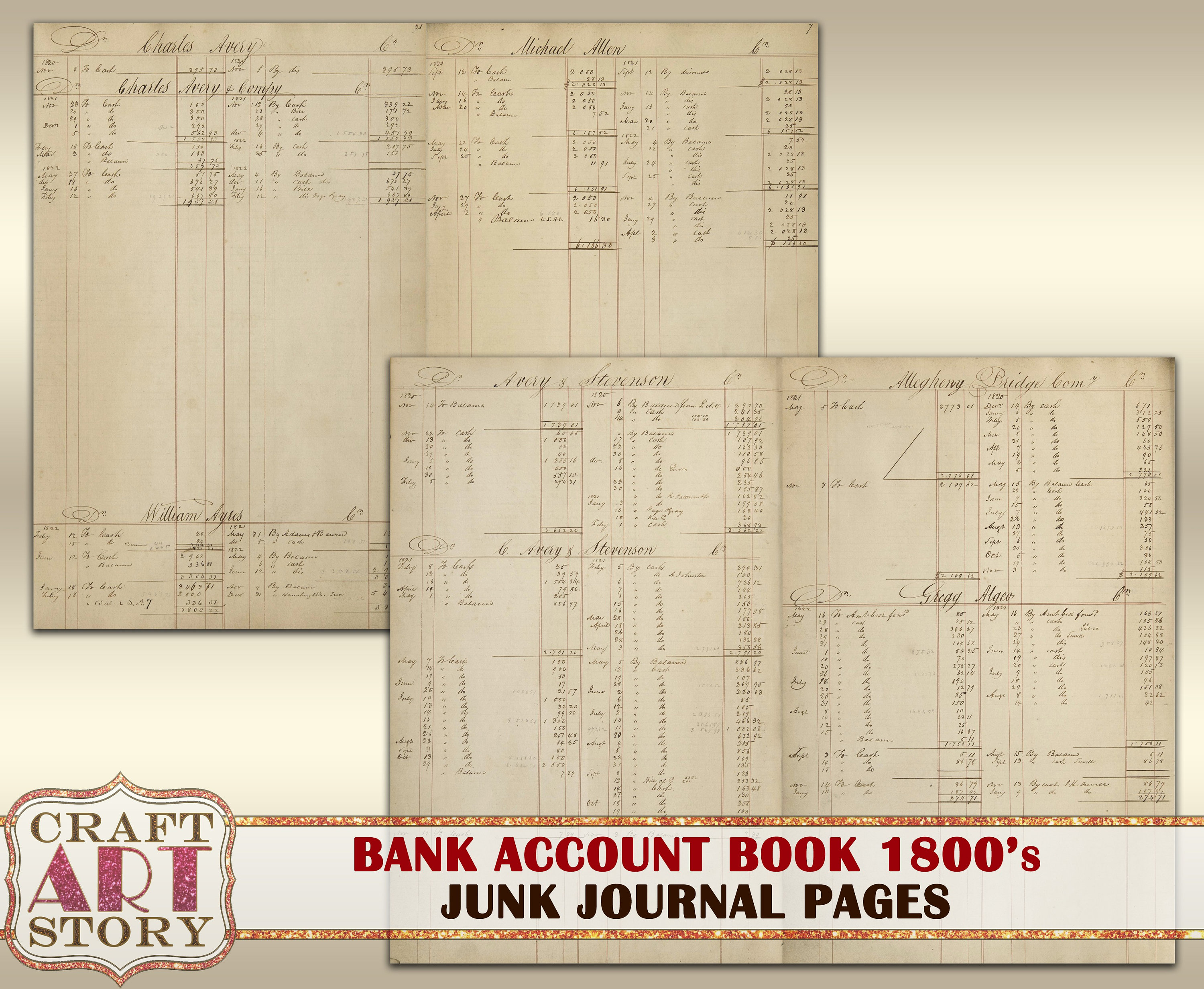 Vintage Paper Pack Bank Account Book Ledger Pagesold Papers - Etsy