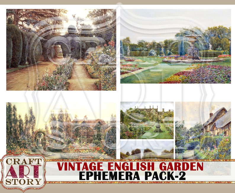 Vintage English Gardens Ephemera Pack-2landscape Printable - Etsy