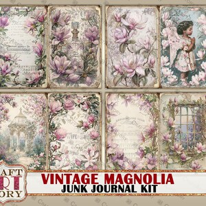 Vintage Magnolia Junk Journal Kit,scrapbook Printables Digital Papers ...