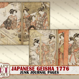 Vintage Paper Pack Japanese Geisha 1776 Pages,japan Calligraphy Old ...