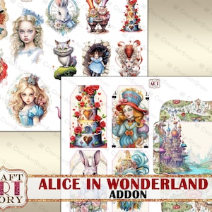 Alice Wonderland Junk Journal Pages,scrapbook Printables Digital Papers ...