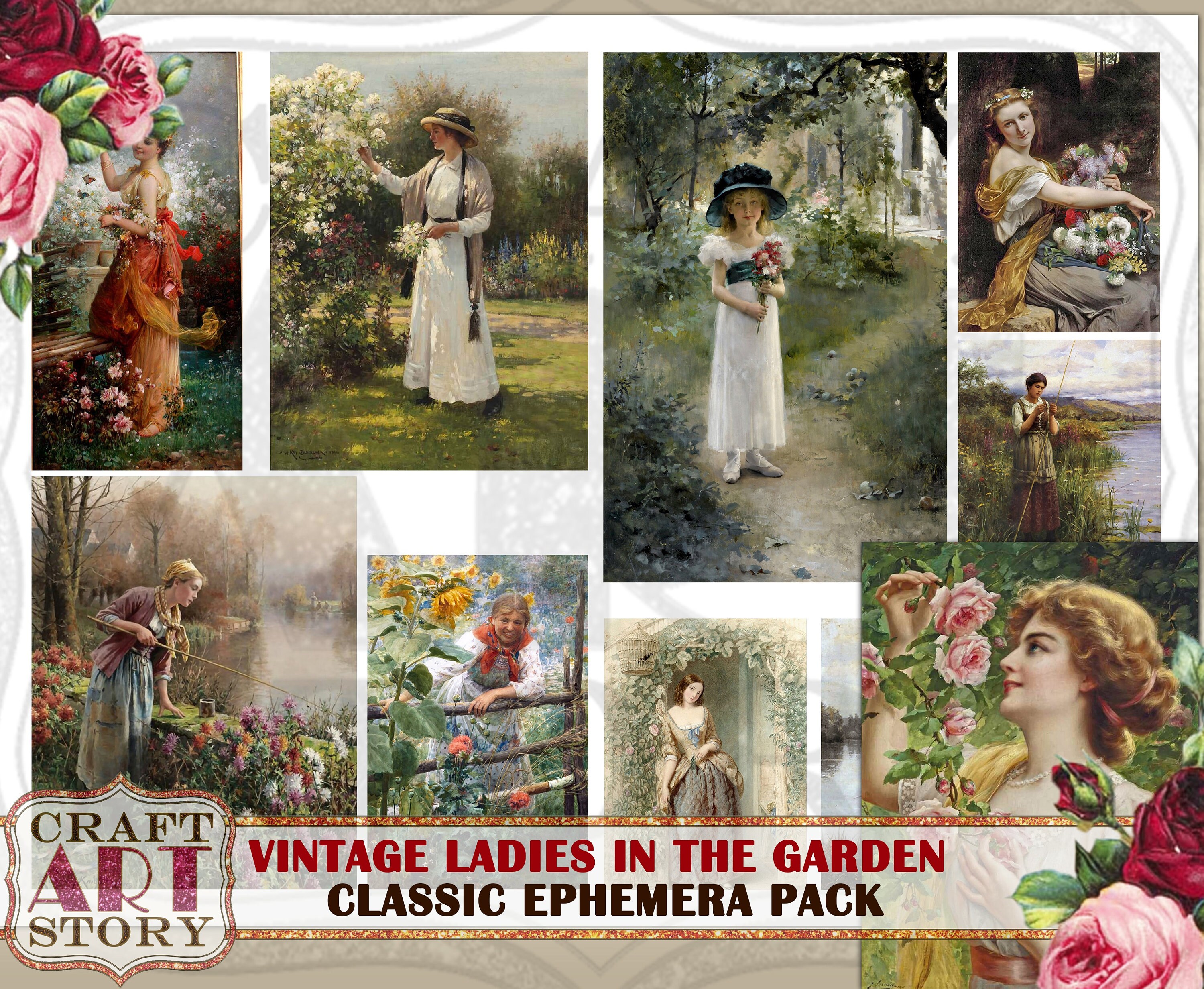Vintage Ladies Garden Ephemera Packprintable Victorian - Etsy