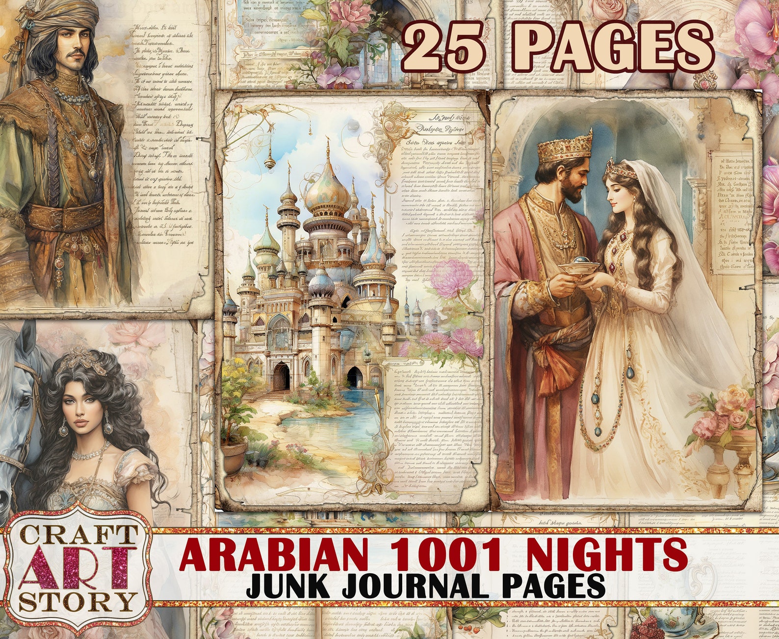 Arabian 1001 Nights Junk Journal Pages,fantasy Fairy Tales Printables ...
