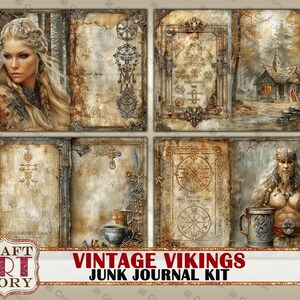 Vintage Vikings Junk Journal Pages,viking Warrior Collage Fantasy ...