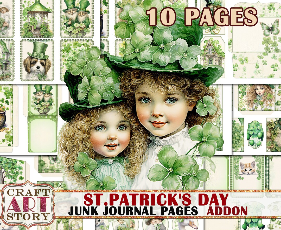 St.patricks Day Junk Journal Pages,clover Irish Printables Digital ...
