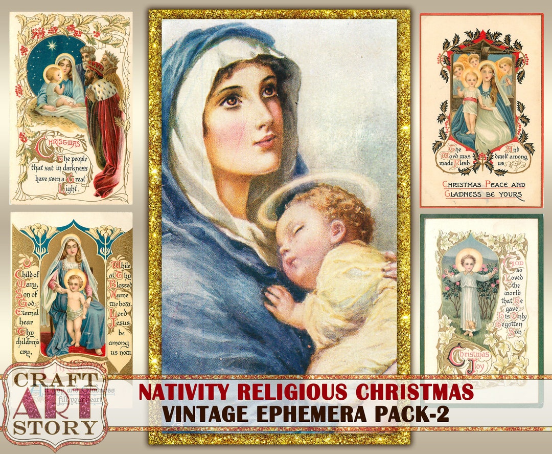 Nativity Religious Christmas Ephemera Pack-2,vintage Holy Family Story ...