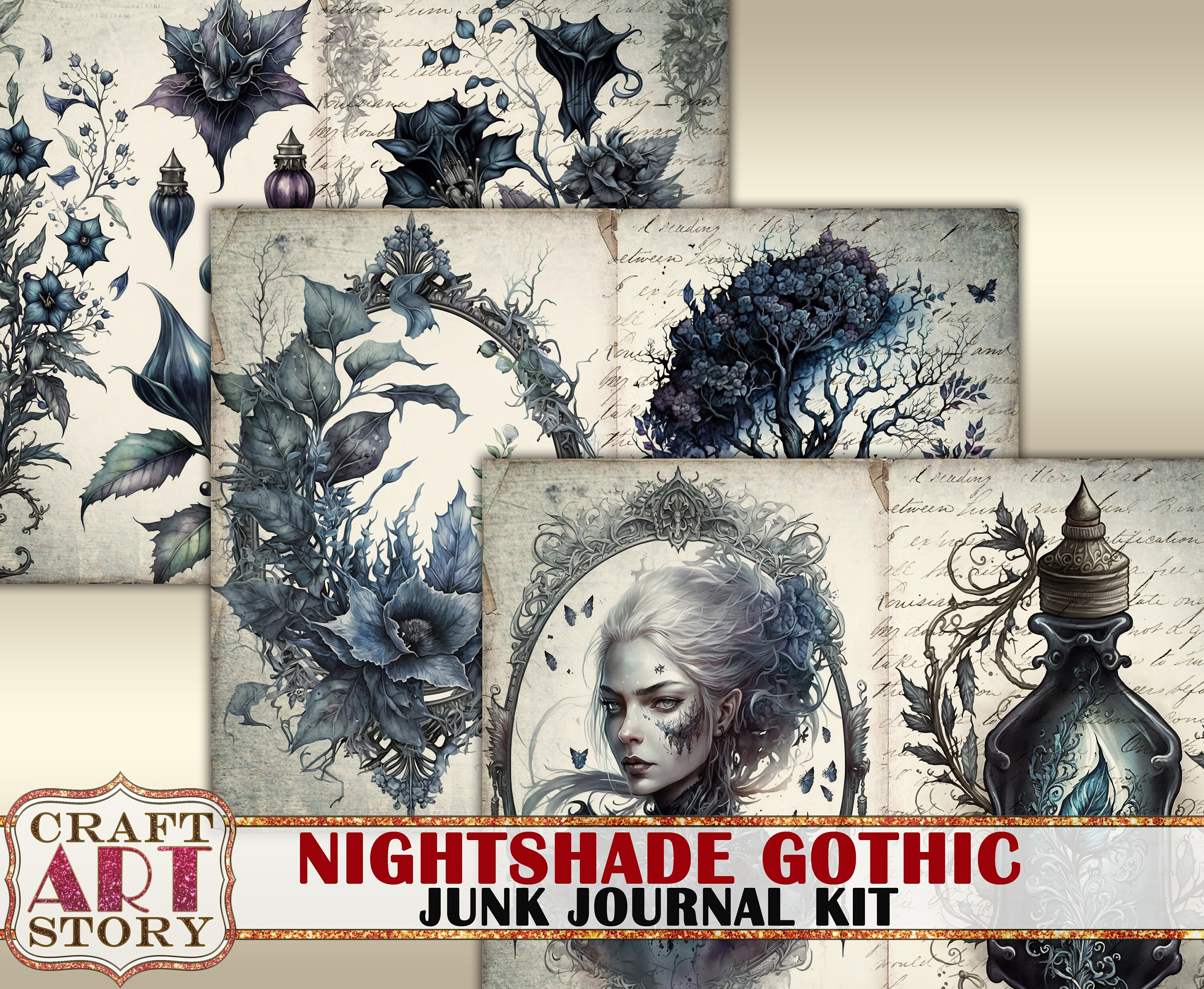 Gothic Fantasy Magic Junk Journal Pages,printables Nightshade Digital ...