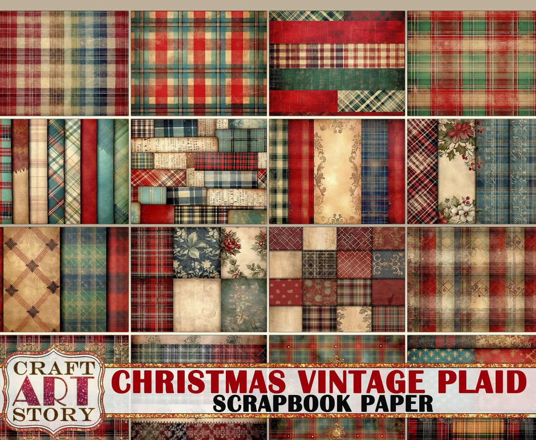 Vintage Christmas Plaid Scrapbook Paper Pack, Printable 16 Pages - Etsy