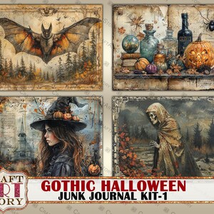 Vintage Gothic Halloween Junk Journal Kit,ephemera Printables Digital ...