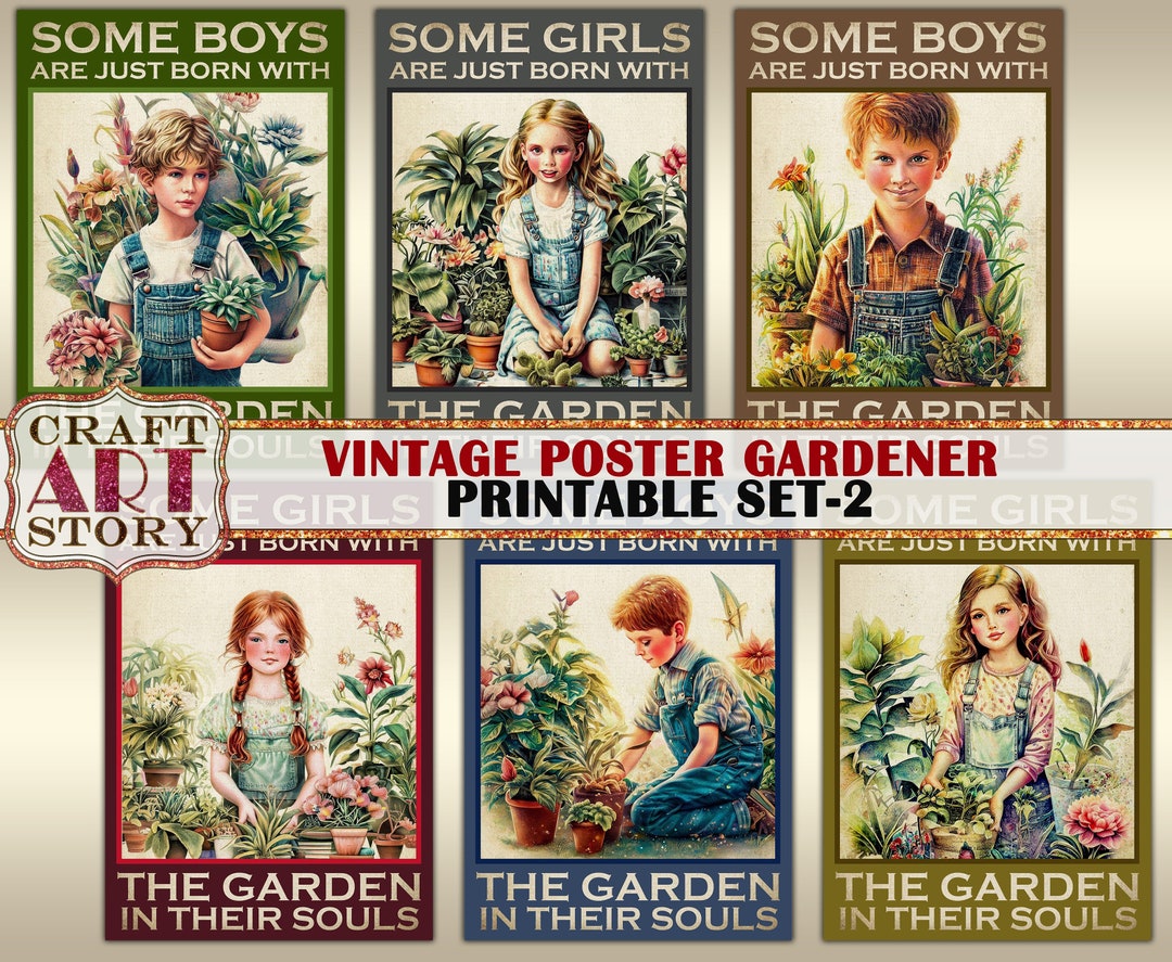 Poster Gardener,vintage Style,printable Kit-2,junk Journal Pack - Etsy
