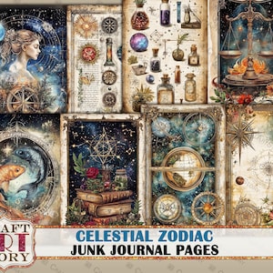 Celestial Zodiac Junk Journal Pages,astrology Fantasy Printables ...