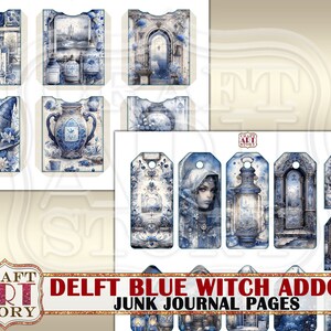 Delft Blue Witch Junk Journal Pages Addon,scrapbook Printables Digital ...
