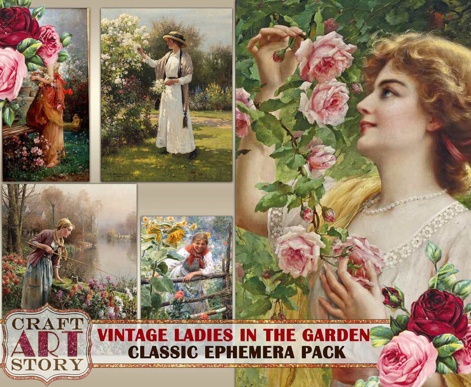 Vintage Ladies Garden Ephemera Packprintable Victorian - Etsy