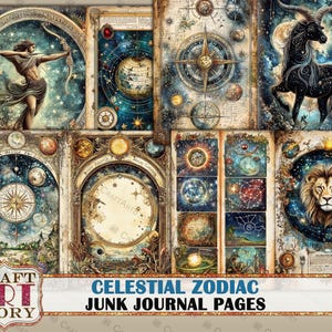 Celestial Zodiac Junk Journal Pages,astrology Fantasy Printables ...