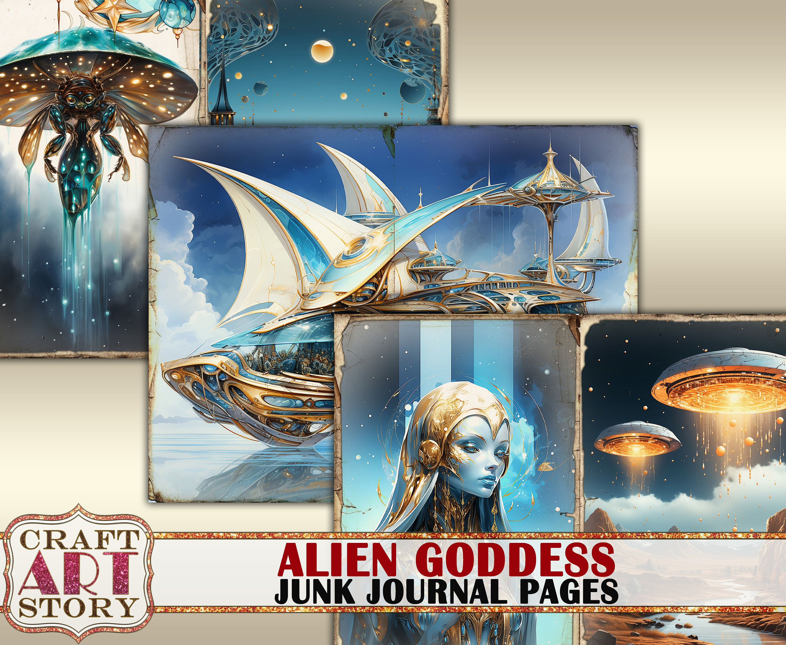 Alien Goddess Junk Journal Pagesspace Scrapbook Printables - Etsy