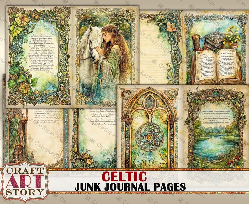 Celtic Junk Journal Pages, Forest Spirit, Fantasy Scrapbook Printables ...