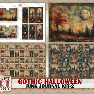 Vintage Gothic Halloween Junk Journal Kit-2,ephemera Printables Digital ...