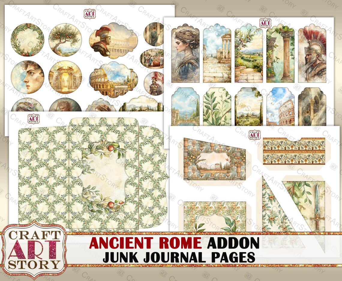 Ancient Rome Junk Journal Pages Addon,scrapbook Printables Digital ...
