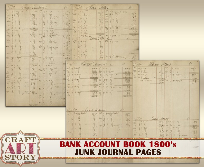 Vintage Paper Pack Bank Account Book Ledger Pagesold Papers - Etsy