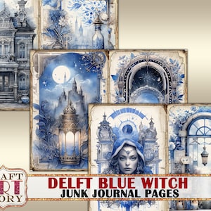 Delft Blue Witch Junk Journal Pages,scrapbook Printables Digital Papers ...