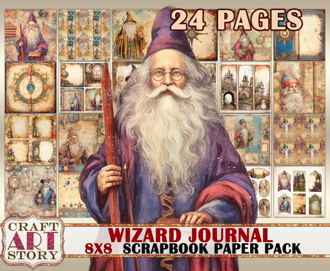 Wizard Journal Scrapbook Paper Pack,8x8 DIGITAL Papers, Paper Pad - Etsy