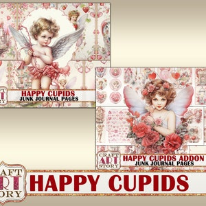 Happy Cupids Valentines Junk Journal Kit Printable,scrapbook Digital ...